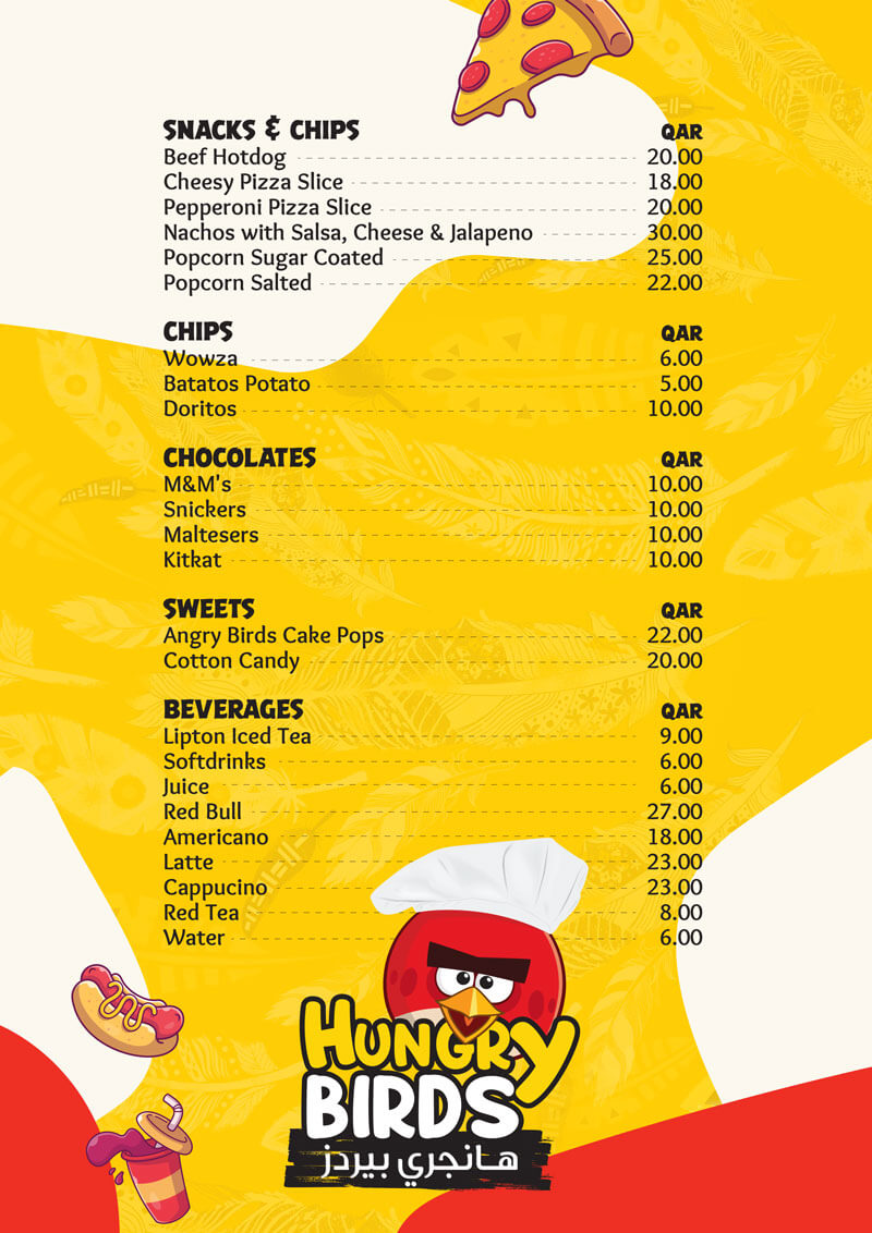 Menu Hungry Birds | Angry birds World
